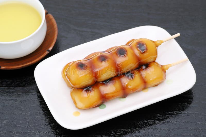Japanese Sweets Mitarashi Dango Stock Image - Image of cake, knead ...
