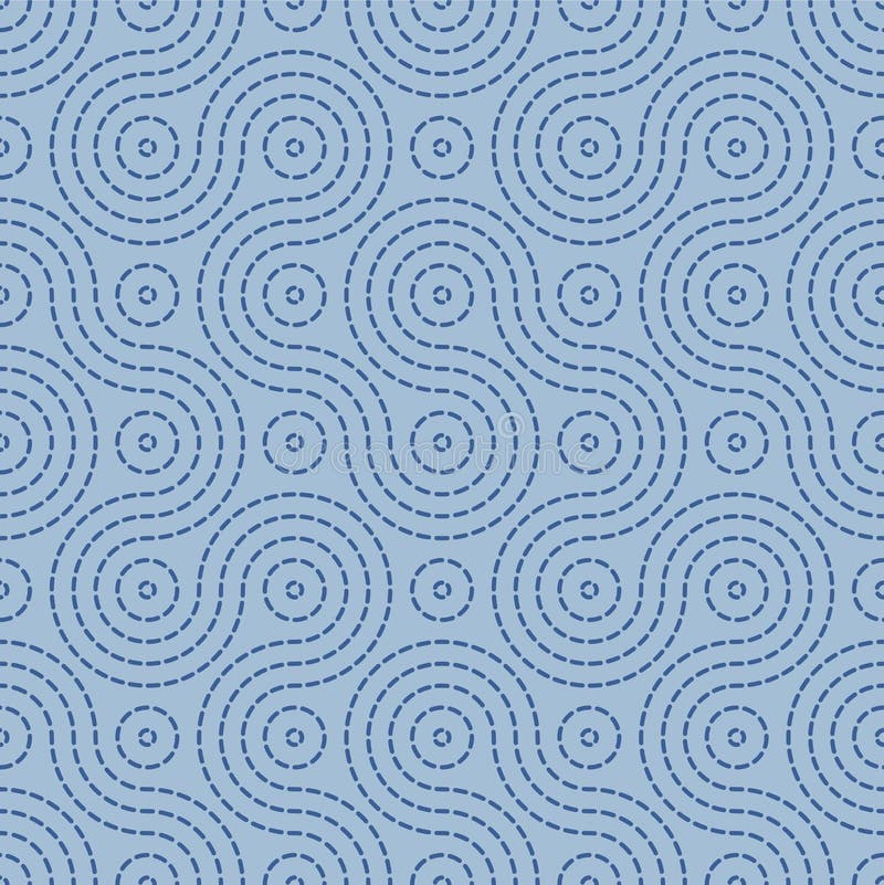 Japanese Swirl Circle Wave Line Vector Seamless Pattern Stock Vector ...