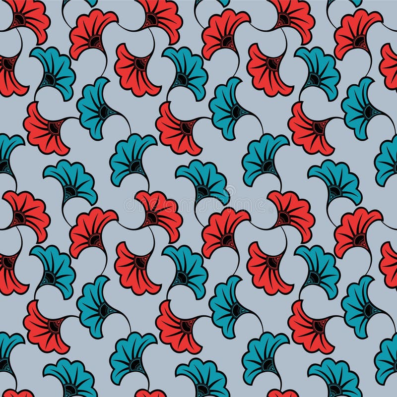 Japanese Swirl Fan Flower Vector Seamless Pattern Stock Vector ...