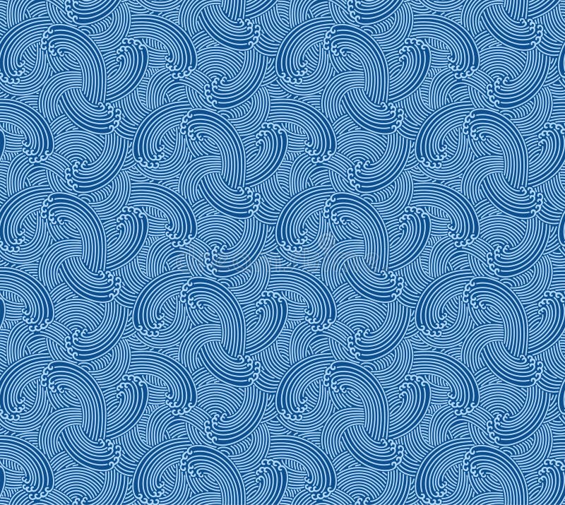 Japanese Swirl Ocean Wave Vector Seamless Pattern Stock Vector ...