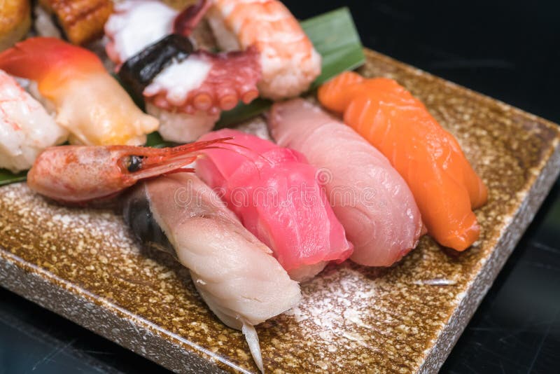 Japanese Tasty Sushi Set on the Table Stock Image - Image of delicious ...