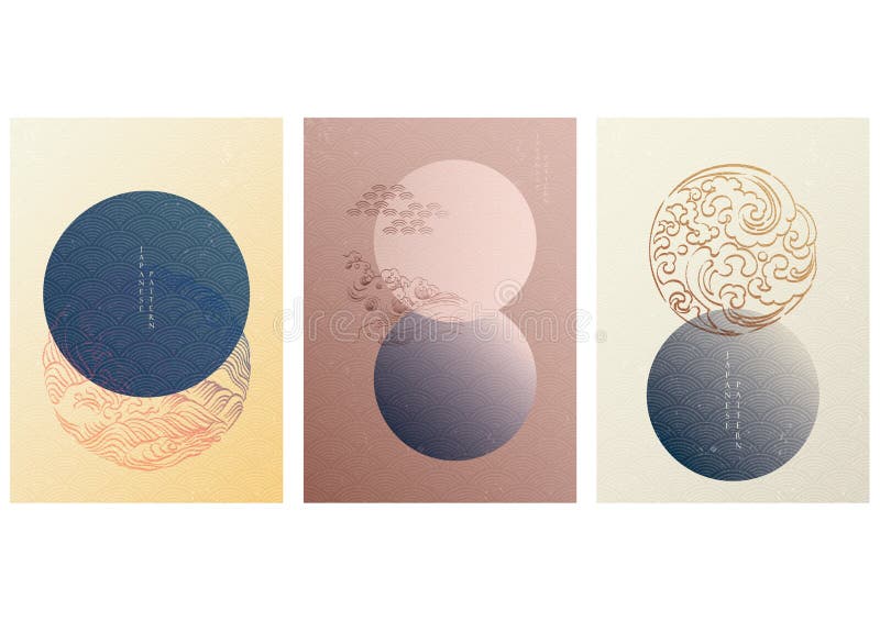 Japanese Template with Geometric Pattern Vector. Circle Background with ... Japanese Template with Geometric Pattern Vector. Circle Background with ...