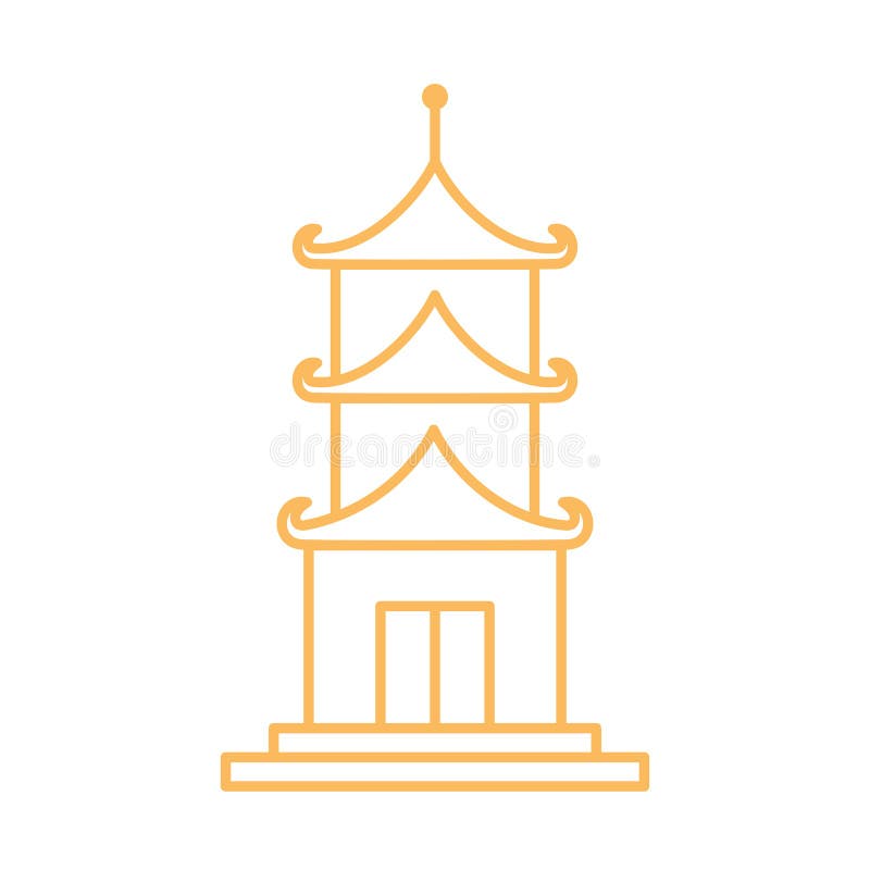 Japanese Temple Oriental Element Line Design Stock Vector ...