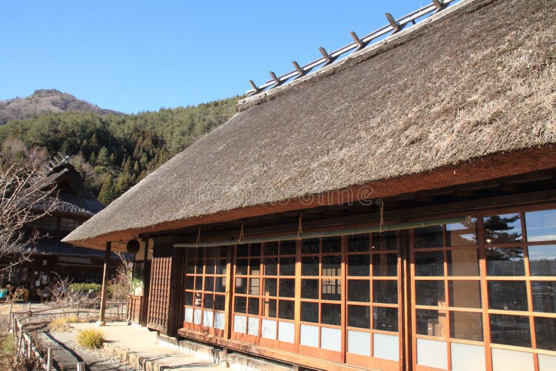 Japanese Thatched Roof House Stock Image - Image of thatched, house ...