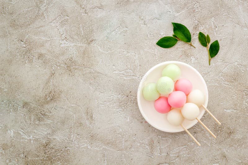 Japanese Three Colored Dumplings Dango on Plate, Top View Stock Image ...