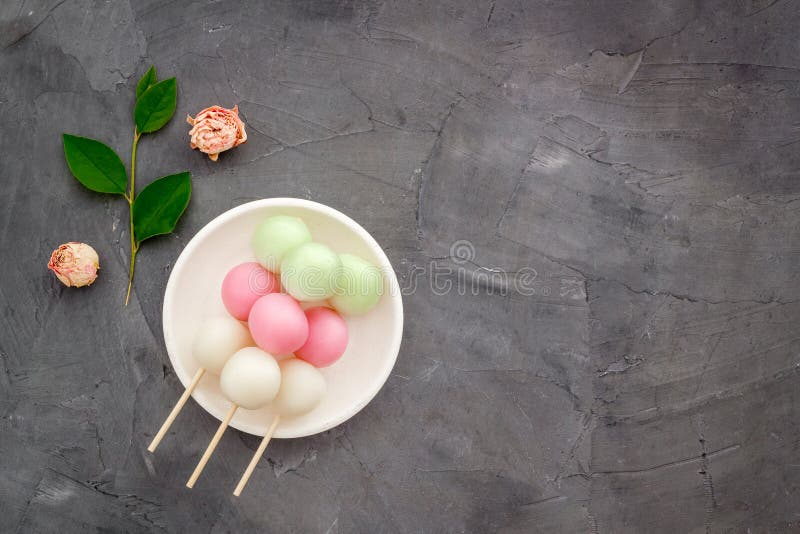 Japanese Three Colored Dumplings Dango, Top View Stock Image - Image of ...