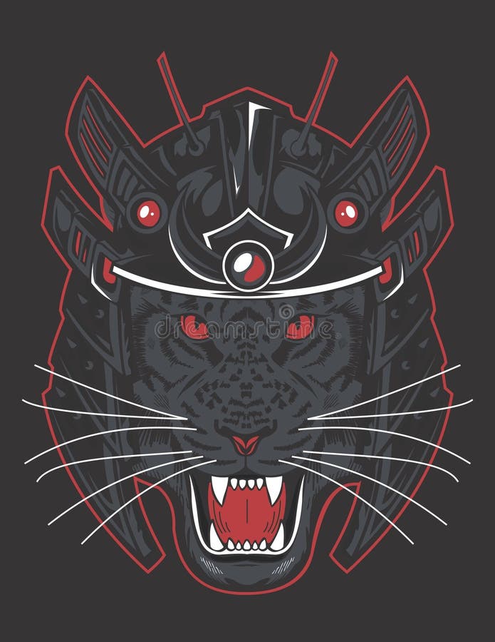 Japanese Tiger Samurai, Kabuto Helmet Stock Illustration - Illustration ...