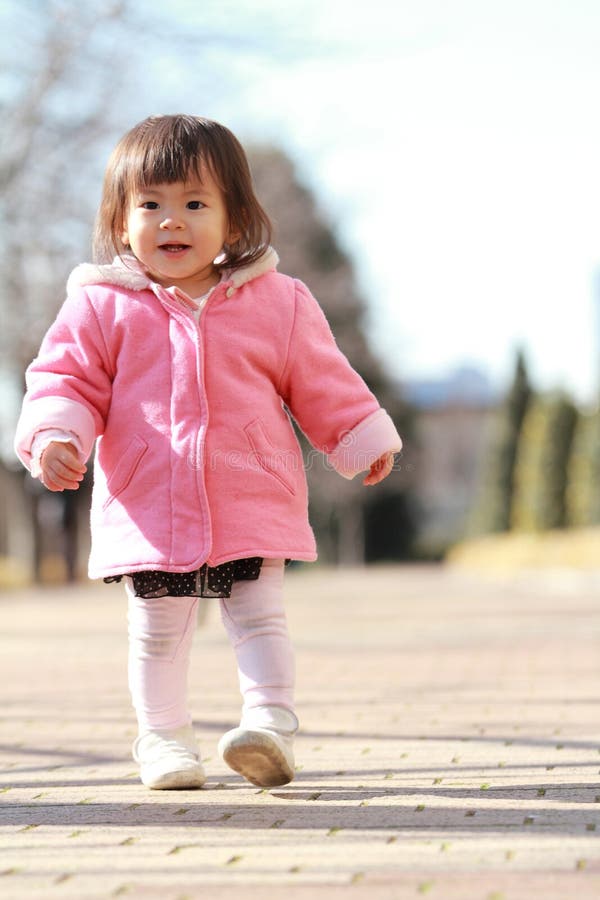 Japanese toddling girl stock image. Image of swaying - 64967427