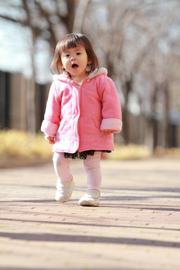 Japanese toddling girl stock image. Image of pink, lovely - 64967519