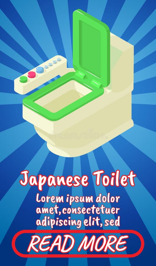 Japanese Toilet Concept Banner, Comics Isometric Style Stock Vector ...