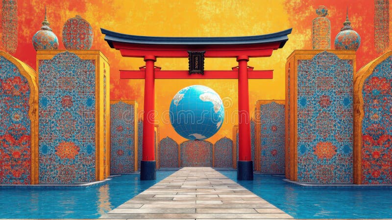 Japanese Torii Gate Blends with Moroccan Tiles and Indian Patterns ...