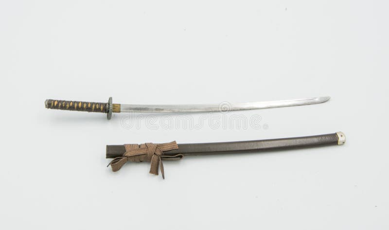 Japanese Tradition Samurai Sword Isolate on White Background Stock ...