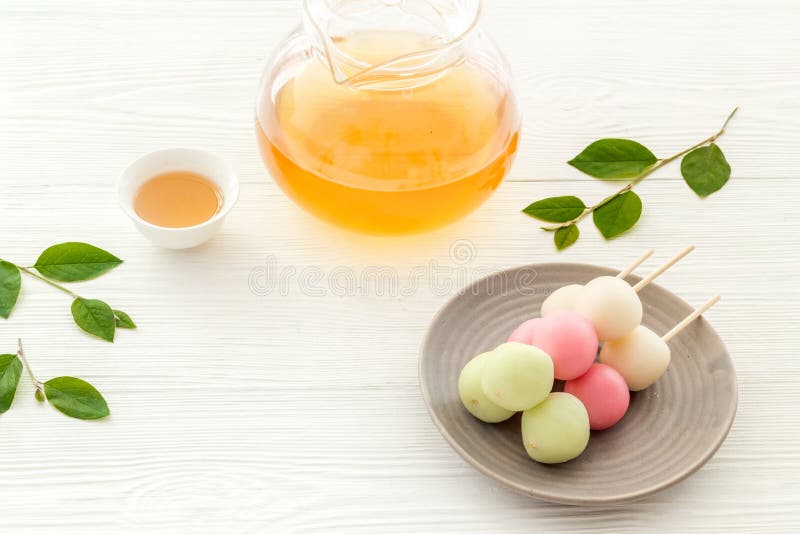 Japanese Traditional Dessert - Three Colored Dumplings Cakes Stock ...