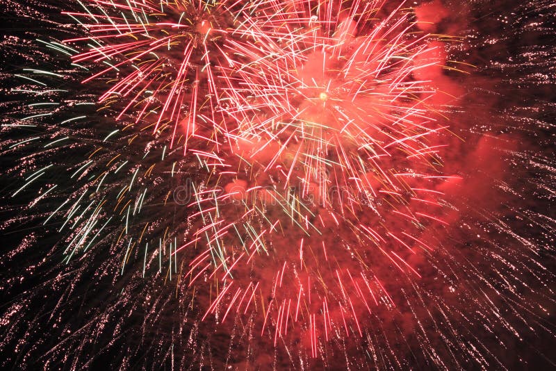 Japanese Traditional Fireworks in the Night Sky Stock Image - Image of ...