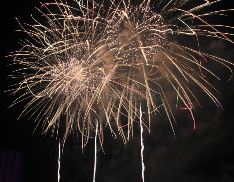 Japanese Traditional Fireworks in the Night Sky Stock Image - Image of ...