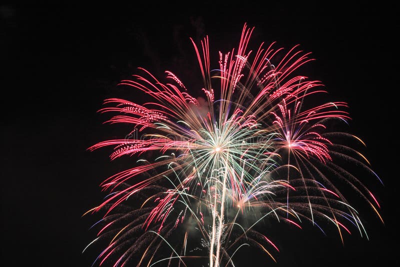 Japanese Traditional Fireworks in the Night Sky Stock Image - Image of ...