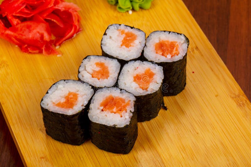 Salmon maki roll stock photo. Image of closeup, rice - 123415746