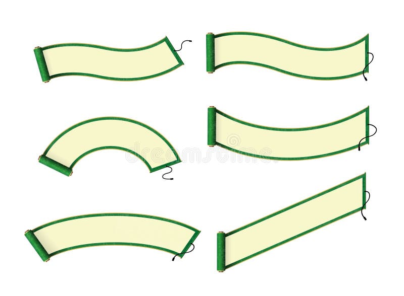 Japanese Traditional Scroll Paper Vector Illustration Set Stock Vector ...