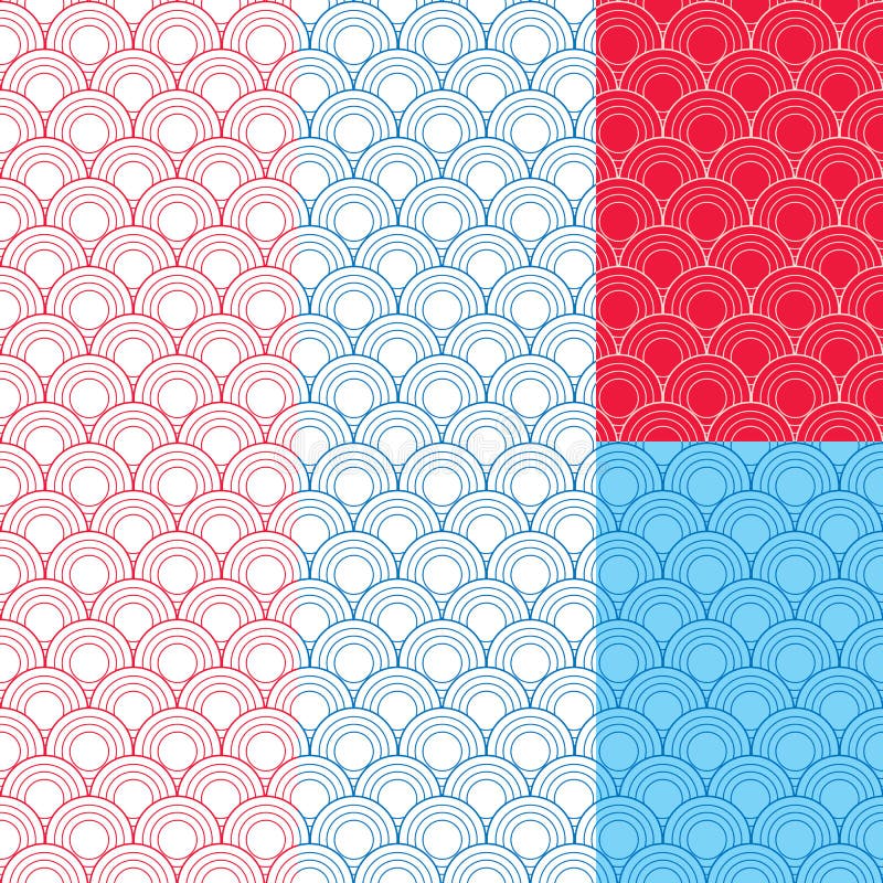 Seamless Japanese Traditional Red Pattern Set Stock Vector ...