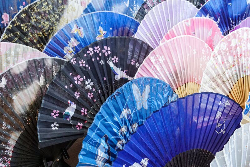 Japanese Traditional Sensu Fans in Different Patterns Stock Image ...