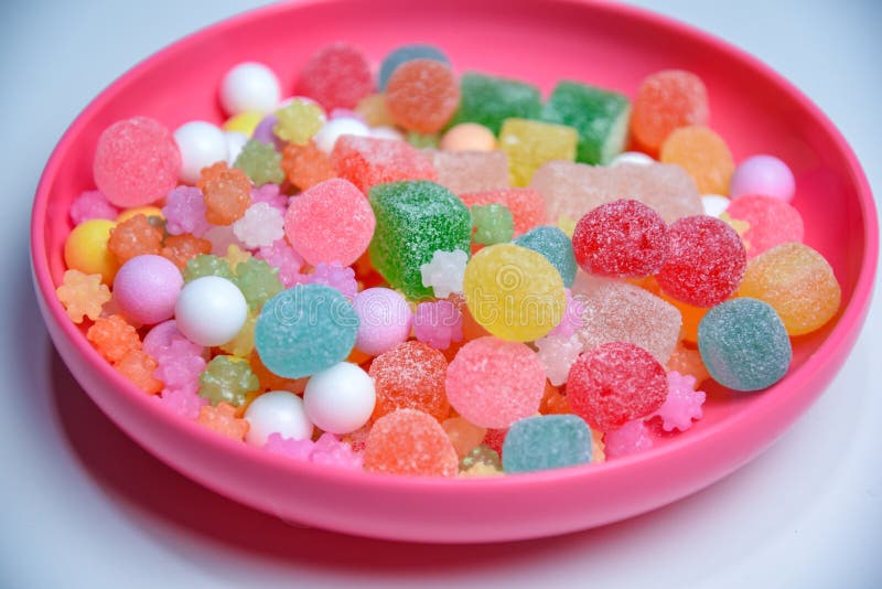 Japanese Traditional Sweets on the Plate Stock Image - Image of girly ...