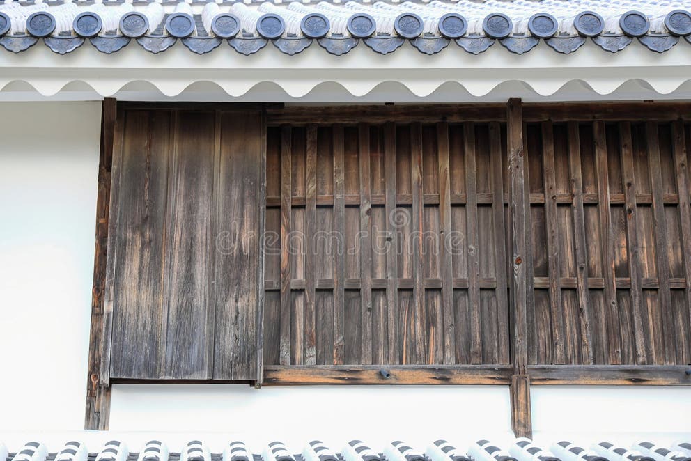 Japanese Traditional Windows on Japanese Ancient Building Stock Photo ...
