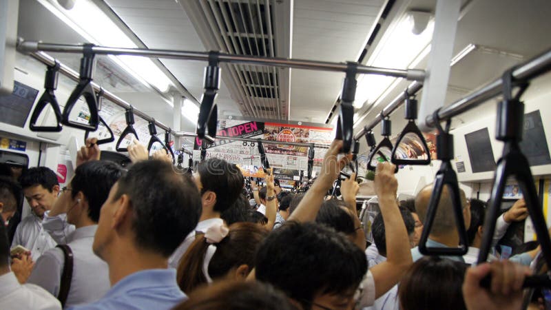 Japanese Train Full of People Editorial Image - Image of full, rush ...
