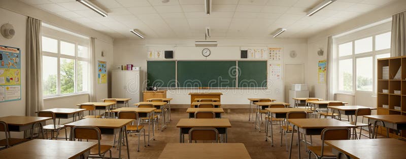 Japanese Typical Middle School or High School Classroom, Empty. Stock ...