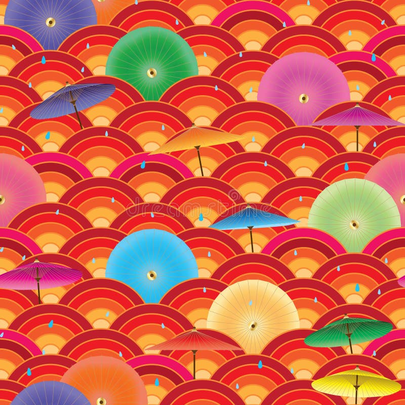 Japanese Umbrella Half Circle Seamless Pattern Stock Vector ...