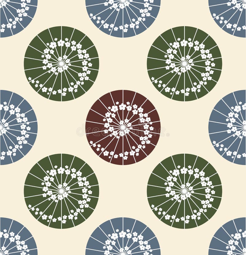 Japanese Umbrella Seamless Pattern Polka Dot Style Stock Vector ...
