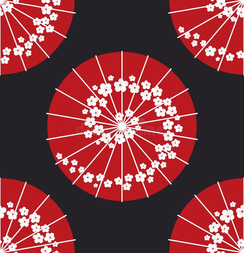 Japanese Umbrella Seamless Pattern Polka Dot Style Stock Vector ...