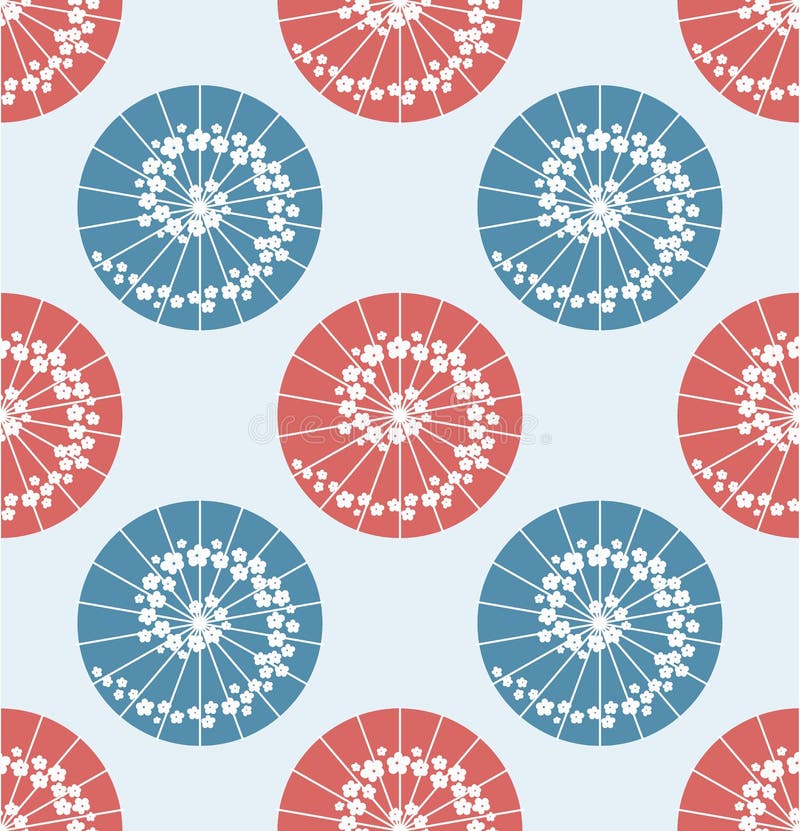 Japanese Umbrella Seamless Pattern Polka Dot Style Stock Vector ...