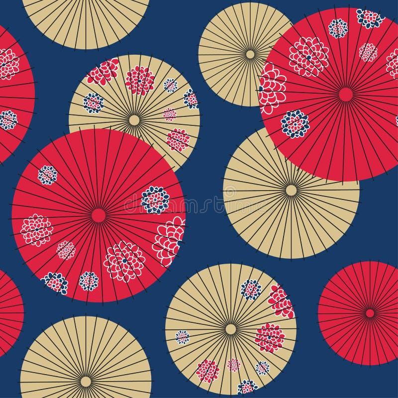 Japanese Umbrella Seamless Pattern. Stock Vector - Illustration of ...