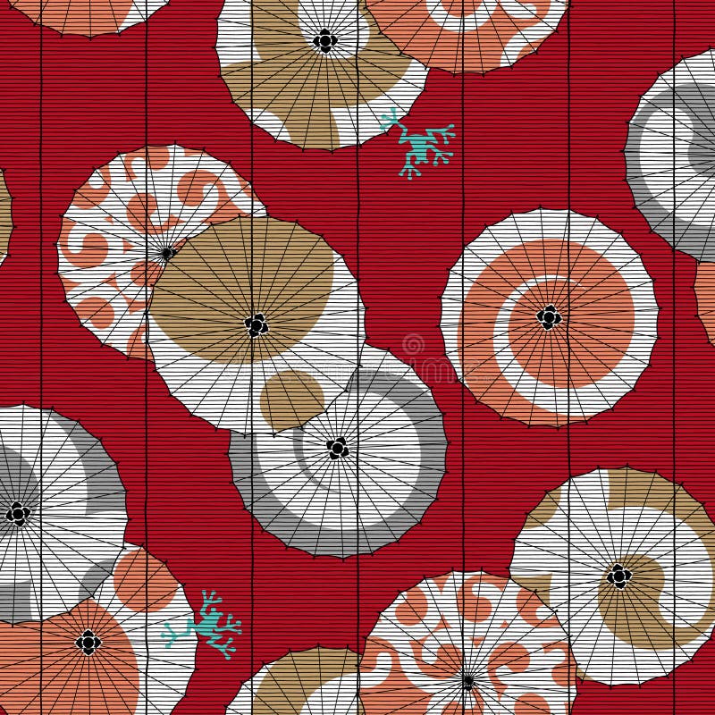 Japanese Umbrellas and Japanese Blind Patterns, Stock Illustration ...