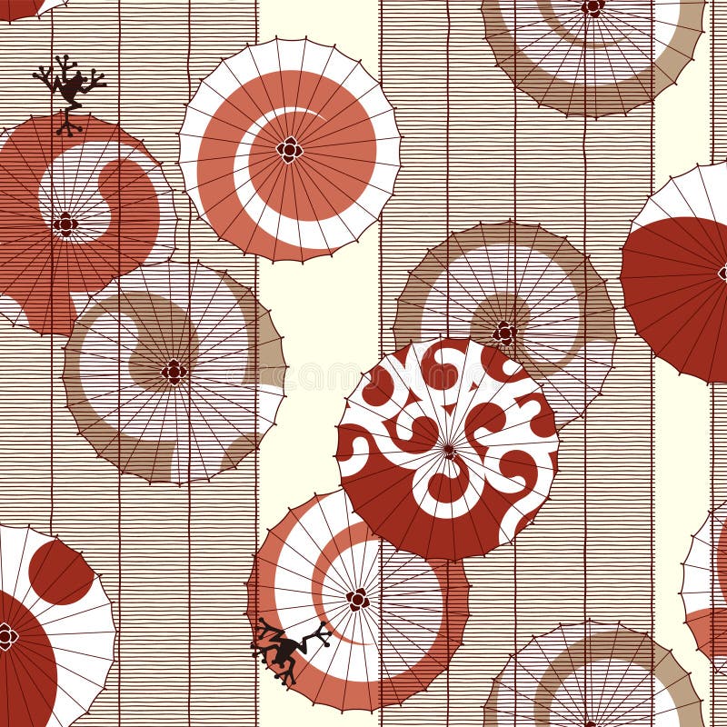 Japanese Umbrellas and Japanese Blind Patterns, Stock Illustration ...