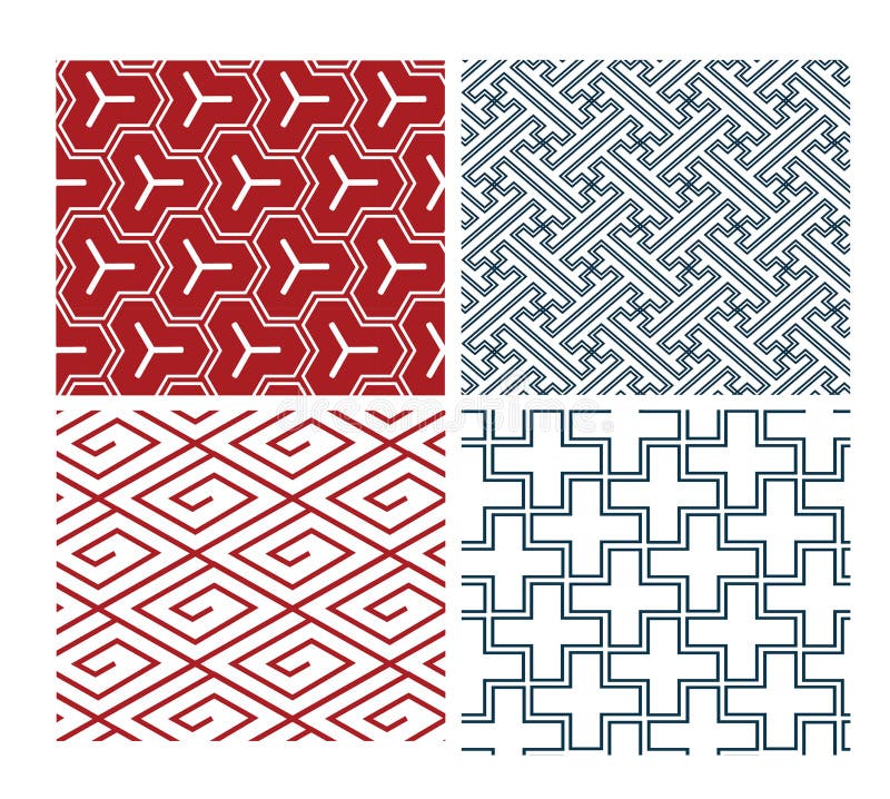 Japanese Vector Pattern Set Geometry Traditional Oriental Stock Photo ...