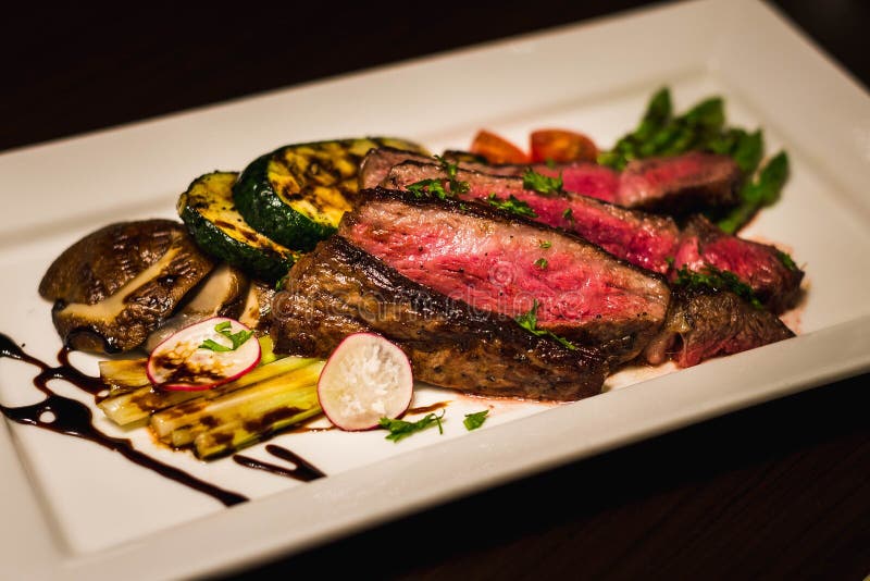 Japanese Wagyu Grade A5 Seared Medium Rare and Served with Grilled ...