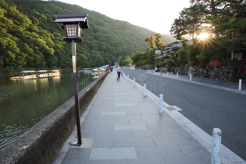Japanese Walkway in Green Garden Trees Stock Image - Image of park ...