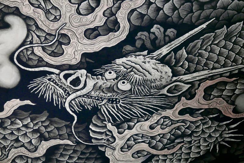 Japanese wall illustration stock image. Image of devils - 98000821