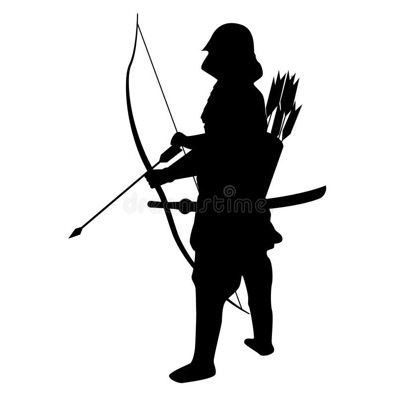 Japanese Warrior Guarding with Bow and Arrow Stock Vector ...