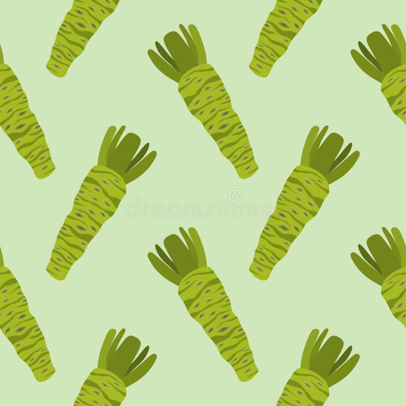 Japanese Wasabi Root Flat Design Seamless Pattern Vector Illustration ...