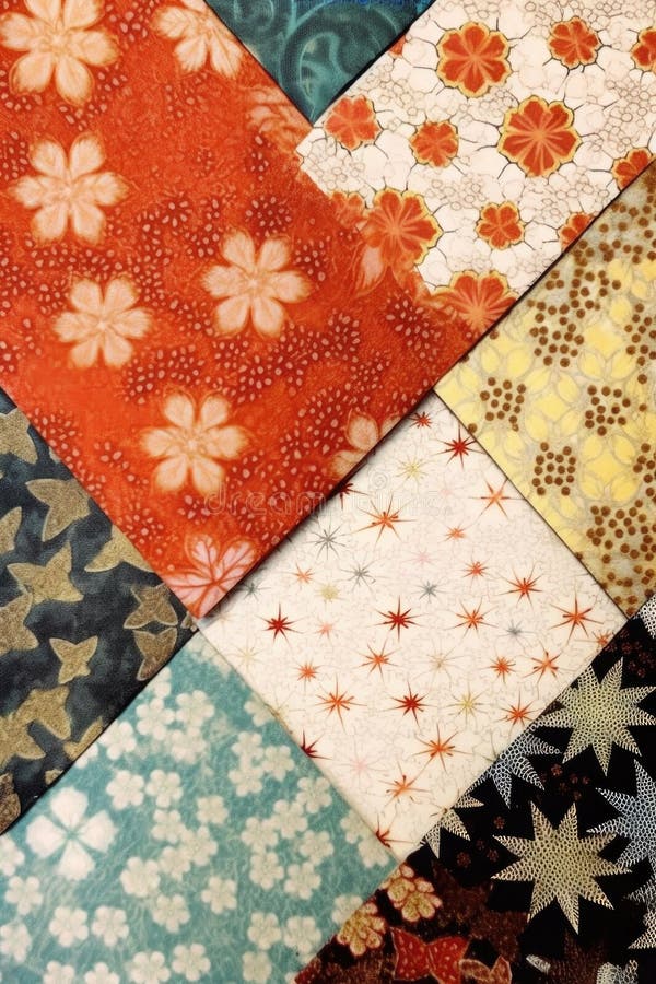 Japanese Washi Paper with Delicate Patterns Stock Illustration ...