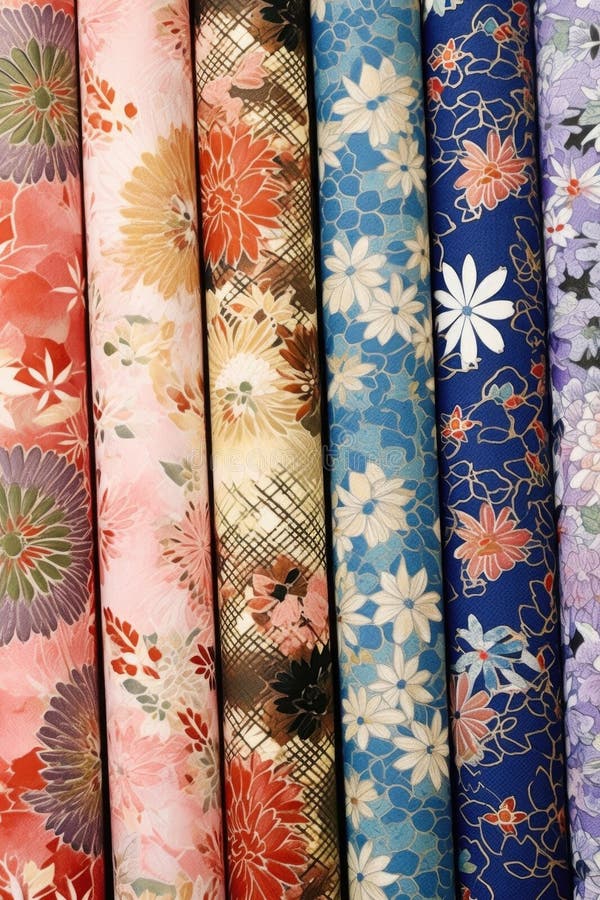 Japanese Washi Paper with Delicate Patterns Stock Illustration ...