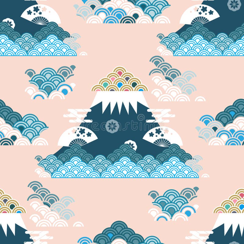 Japanese wave pattern 1 stock vector. Illustration of sakura - 245211172