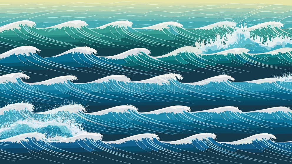 Japanese Wave Patterns Gradually Shifting and Transforming. Stock ...