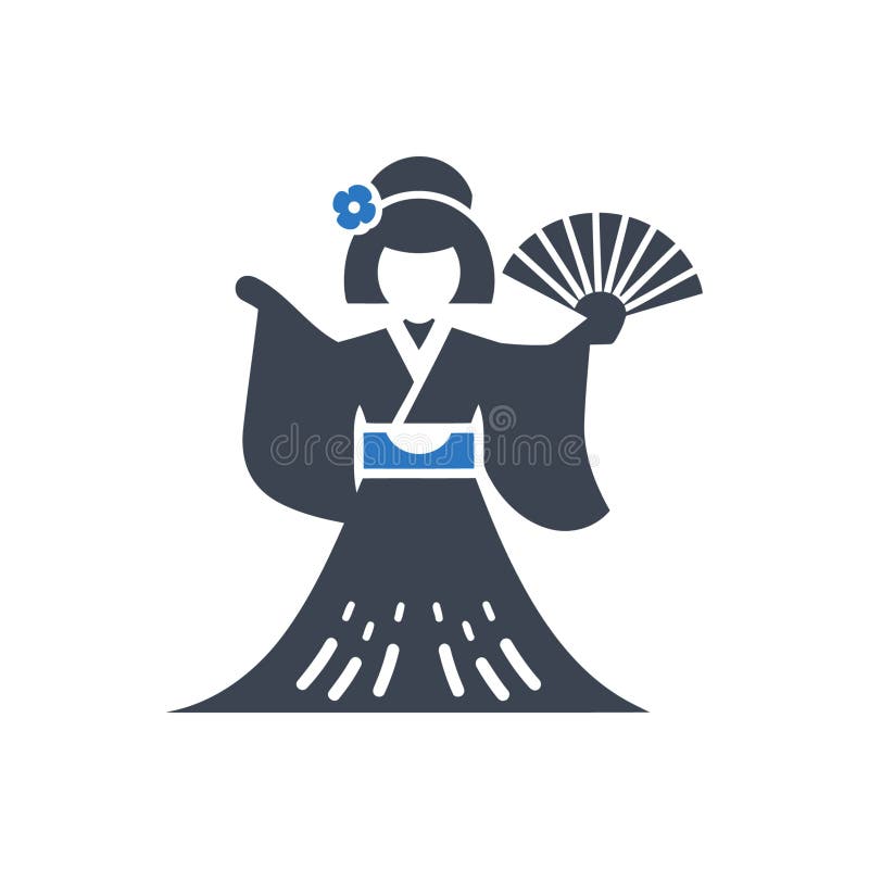 Japanese Woman Fan Icon stock vector. Illustration of folding - 376289718