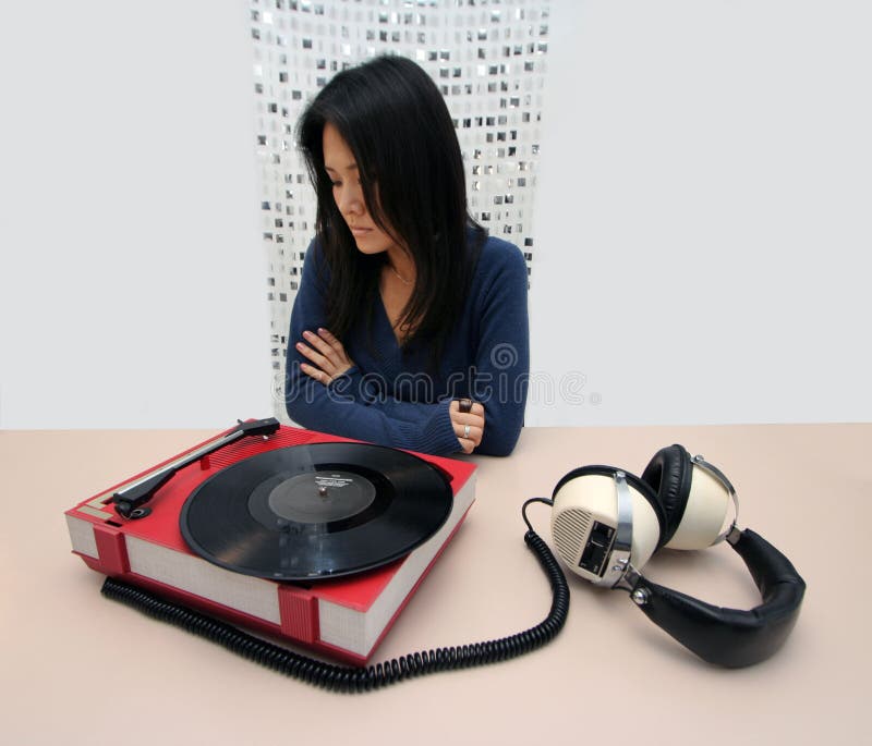 Japanese Woman and Music Player Stock Photo - Image of funky, dream ...
