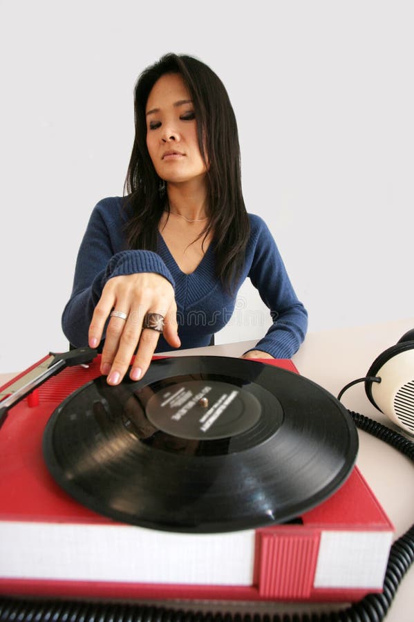Japanese Woman and Music Player Stock Photo - Image of relaxing, girl ...
