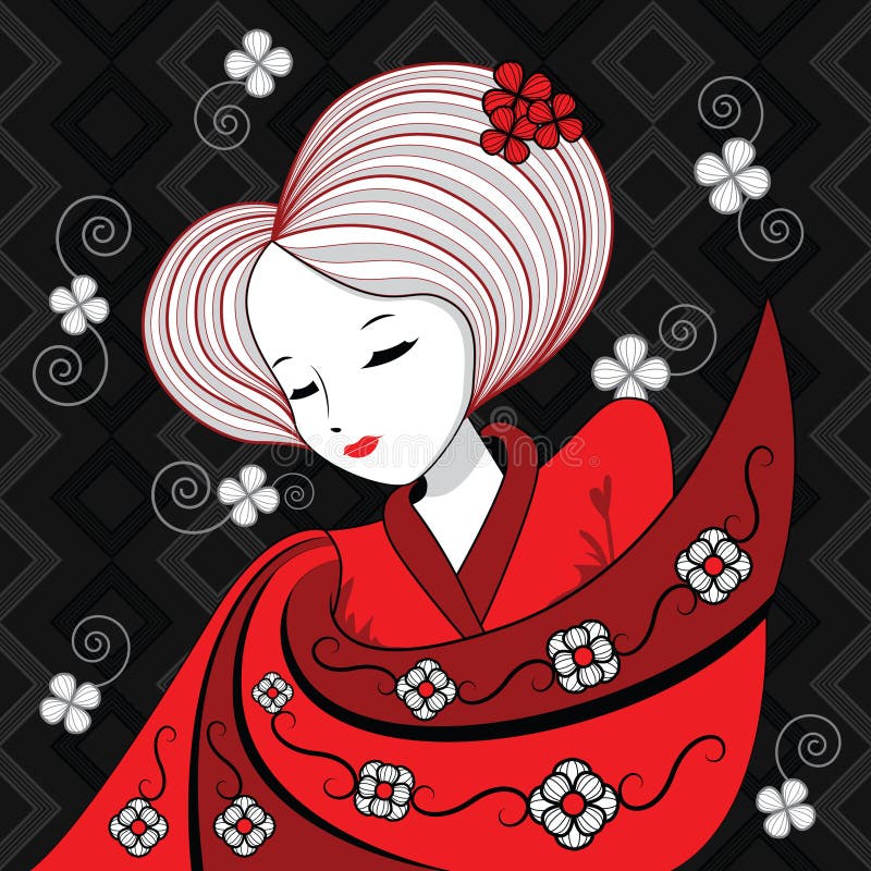 Japanese Woman. Vector Illustration Decorative Design Stock Vector ...