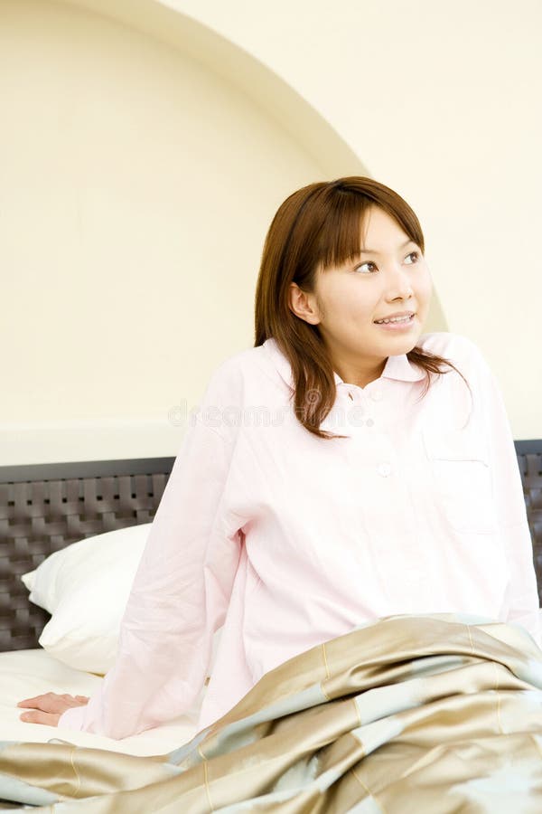 Japanese woman waking up stock photo. Image of girl, person - 10127798